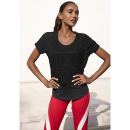 active by Lascana LASCANA ACTIVE Funktionsshirt schwarz Gr. S (36/38) f&uuml;r Damen. Rundhals und Logodruck. Basic