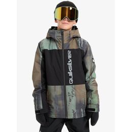Quiksilver Jungen Skijacke "SIDE HIT BLOCK YOUTH JK", gr&uuml;n, Gr. 10, Obermaterial: 100% Polyester, Jacken, f&uuml;r Teens, atmungsaktives Material,