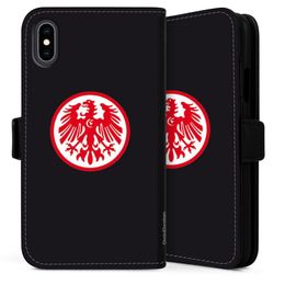DeinDesign iPhone X Handy Klapph&uuml;lle Handyh&uuml;lle aus Kunst Leder schwarz Flip Case Sge Eintracht Frankfurt Logo Sideflip mit langer Lasche