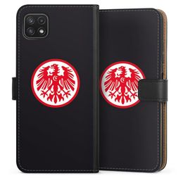DeinDesign Galaxy A22 5G Handy Klapph&uuml;lle Handyh&uuml;lle aus Kunst Leder schwarz Flip Case Logo Eintracht Frankfurt Sge Sideflip mit langer Lasche