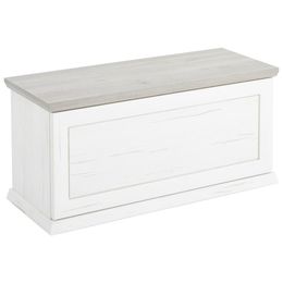 Hom&acute;in Hom`in Truhe, Grau, Pinien, Holzwerkstoff, 90x43x38 cm, Deckel aufklappbar, Ordnen & Aufbewahren, Truhen