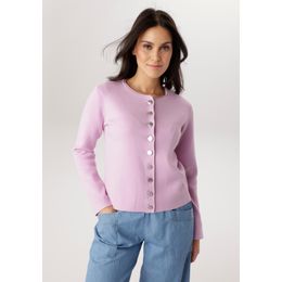 Damen Strickjackerose, Gr. 46, Aniston SELECTED, unifarben, Strick, Obermaterial: 50% Viskose, 26% Polyamid, 24% Polyester, Strickjacken, mit