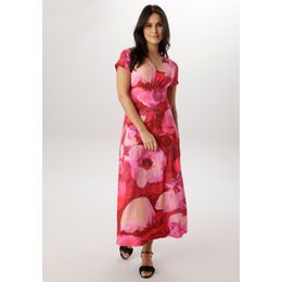 Damen Midikleidrot, rosa, pink, dunkelrot, beige, rost, lila, Gr. 42, Aniston SELECTED, bedruckt, gebl&uuml;mt, gemustert, Single Jersey, Obermaterial:
