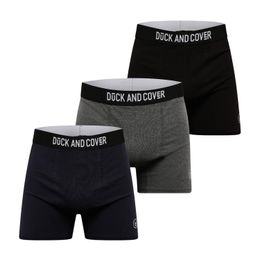 Duck and Cover - "Bronteen" Boxershorts f&uuml;r Herren, Baumwollmischung (3er-Pack) (Schwarz/Grau/Marine)