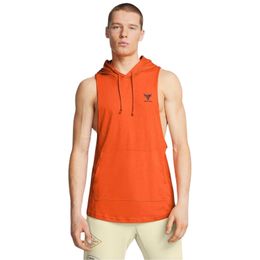 Under Armour - "Project Rock Payoff" Kapuzenpullover f&uuml;r Herren, &Auml;rmellos (Orange)