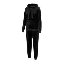 Miso - Trainingsanzug-Set f&uuml;r Damen, Velours (Schwarz)