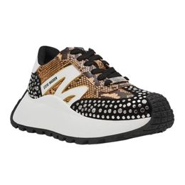 Steve Madden - Schlangenmuster Sneaker f&uuml;r Damen, Plattform-Absatz (Wei&szlig;/Schwarz/Braun)