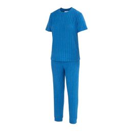 Miso - Schlafanzug f&uuml;r Damen, Baumwollmischung, kurz&auml;rmlig (Blau)