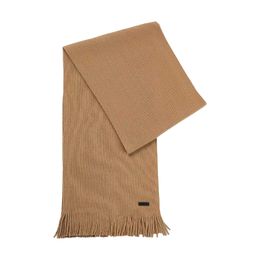 BOSS - "Albas" Schal f&uuml;r Herren, Logo, Schurwolle (Beige)