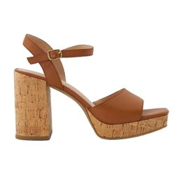 Dune London - "Jacuzzi" Sandalen f&uuml;r Damen, Leder, Plattform Blockabsatz (Hellbraun)