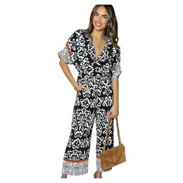 AX Paris - Jumpsuit f&uuml;r Damen, Polyester (Schwarz/Cremefarbe)