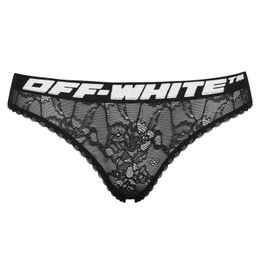 Off-White Off White - Slips f&uuml;r Damen, Spitze (Schwarz)