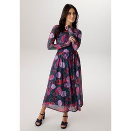 Damen Midikleidblau, rot, pink, rosa, gr&uuml;n, wollwei&szlig;, rauchblaubordeaux,, Gr. 42, Aniston SELECTED, gebl&uuml;mt, gemustert, Mesh, Jersey, Obermaterial: