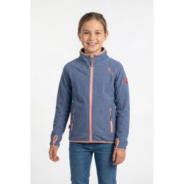 Trollkids M&auml;dchen Fleecejacke "Girls Sandefjord Jacket"lotus blau, dahlia, Gr. 110, Fleece, Obermaterial: 100% Polyester, Jacken, mit Kapuze,