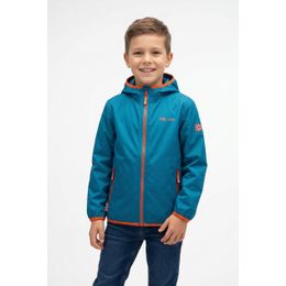 Trollkids Jungen Regenjacke "Kids Trolltunga Jacket"summernight blau, rot clay, Gr. 104, kontrastfarbene Details, unifarben, Web, Obermaterial: 100%