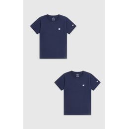 Champion Jungen T-Shirt, blau, Gr. L, Jersey, Obermaterial: 100% Baumwolle, Shirts, 2er-Pack, Kurzarm, mit Rundhalsausschnitt, aus Baumwolle