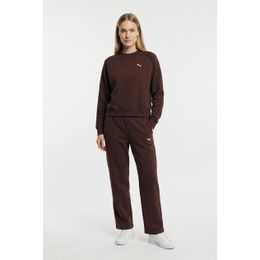 Puma Damen Trainingsanzug "LOUNGEWEAR STANDARD SWEAT SUITT FL CL"chocolate fondue, Gr. L, unifarben, Fleece, Obermaterial: 66% Baumwolle, 34%