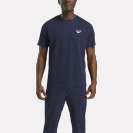 Reebok Herren T-Shirt "CODY SMALL LOGO CREW NECK SS TEE"vector navy, Gr. L, Obermaterial: 100% Baumwolle, Shirts, mit Rundhalsausschnitt, Kurzarm,