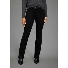 Arizona Damen Bootcut-Jeans "Bund mit seitlichem Gummizugeinsatz"schwarz, Basic, Gr. 42, unifarben, Jeans, Obermaterial: 98% Baumwolle, 2% Elasthan,