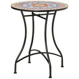 Outsunny Gartentisch,, Rot, Keramik, 60x71x60 cm, Gartenm&ouml;bel, Gartentische, Beistelltische outdoor