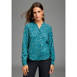 Laura Scott Damen Langarmbluse, gr&uuml;n, Gr. 36, Glitzermuster, Web, Obermaterial: 100% Polyester, Blusen, figurumspielende Passform, aus leichtem