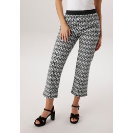 Damen Schlupfhoseschwarz, wei&szlig;, Gr. 36, Aniston SELECTED, Jacquardmuster, gemustert, Web, Obermaterial: 52% Viskose, 34% Polyester, 11% Polyamid, 3%
