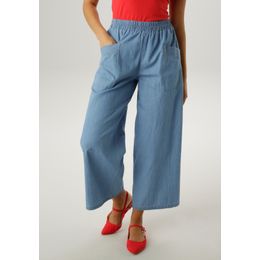 Damen 7/8-Jeans, blau, Gr. 40, Aniston SELECTED, unifarben, Web, Obermaterial: 100% Baumwolle, Jeans, weiter Oberschenkel und der weiter Beinverlauf