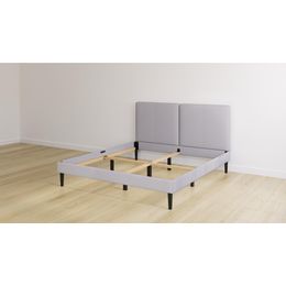 EMMA Original Polsterbett 200x200cm - hellgrau - F&uuml;&szlig;e schwarz - Kopfteil klassisch - ohne Lattenrost