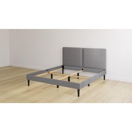 EMMA Original Polsterbett 200x200cm - dunkelgrau - F&uuml;&szlig;e schwarz - Kopfteil klassisch