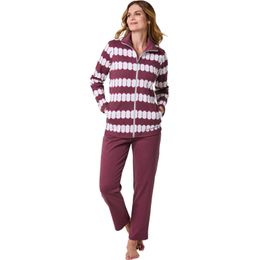feel good Damen Hausanzug mit 2 Taschen bordeaux-ecru-bedruckt, Gr&ouml;&szlig;e 18/19