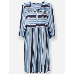 WITT Damen Druckkleid mit Teilungsnaht, gestreift, marine-himmelblau-gestreift, Gr&ouml;&szlig;e 38