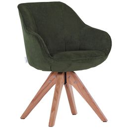 Armlehnstuhl, Olivgr&uuml;n, Textil, Eiche, massiv, eckig, 60x83x65 cm, Stoffauswahl, Sitzfl&auml;che 360&deg; drehbar, Esszimmer, St&uuml;hle, Esszimmerst&uuml;hle, Armlehnenst&uuml;hle