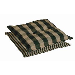 Sitzkissen, Gr&uuml;n, Beige, Textil, Karo, F&uuml;llung: Schaumstoff, Vlies, 50x9x50 cm, Made in Germany, Wendekissen, Wohntextilien, Kissen, Sitzkissen
