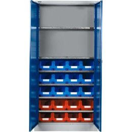 Sch&auml;fer Shop Materialschrank MSI 2409, mit 20 K&auml;sten, wei&szlig;aluminium/enzianblau