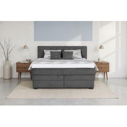 Boxspringbett DIE PLANBAR, B:174cm L:217cmcord anthrazit, 88% Polyester, 12% Polyamid, Komplettbetten, "OC-ON21088", inkl. Matratzen u.