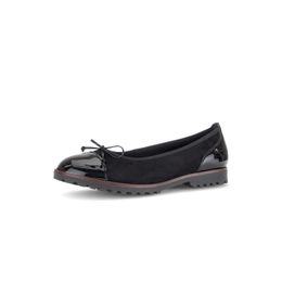 Gabor Damen Ballerina, Gr. 40schwarz, Lacklederimitat, Ziegenveloursleder, Schuhe, Blockabsatz, Businessmode, Schl&uuml;pfschuh mit Zierschleife