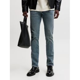 Jack & Jones JACK & JONES Herren Slim-fit-Jeans "JJIGLENN Jeans mit schmaler Beinform und Stretch f&uuml;r Komfort"mid blau denim, Gr. 34, Abriebeffekte, Denim/Jeans,