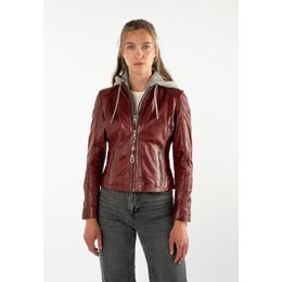 Mauritius Damen Lederjacke "MWAlva", rot, Gr. S, unifarben, Obermaterial: 100% Schafsleder. Futter: 100% Polyester. Kapuze: 55% Baumwolle, 45%