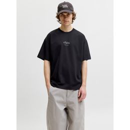 Jack & Jones JACK & JONES Herren T-Shirt "JJEBARRON STUDIO TEE SS O-NECK SN"schwarz detail:02, Gr. M, bedruckt, Jersey, Obermaterial: 52% Baumwolle, 31%