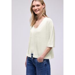 Street One Damen Strickjackesanftes wei&szlig;, Gr. 38, unifarben, Stoff, 53% Polyester, 46% Viskose, 1% Metallfaser, Strickjacken, in Unifarbe