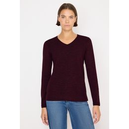 Cecil Damen Strickpullovereggplant rot heather melange, Gr. XS, unifarben, Web, 60% Baumwolle, 40% Polyester, Pullover, im Melange Look