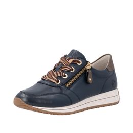 Remonte Damen Keilsneaker, Gr. 38, blau, Leder, Schuhe, Freizeitschuh, Halbschuh, Schn&uuml;rschuh mit Au&szlig;enrei&szlig;verschluss