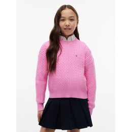 Tommy Hilfiger M&auml;dchen Strickpullover "CABLE SWEATER", pink, Gr. 14, Strick, Obermaterial: 100% Baumwolle, Pullover, Kinder bis 16 Jahre