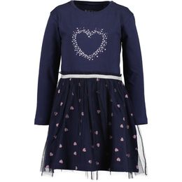 Blue Seven M&auml;dchen Sweatkleidultramarin aop, Gr. 134, bedruckt, Jersey, Obermaterial: 95% Baumwolle, 5% Elasthan, Kleider, mit aufgesetztem T&uuml;llrock