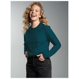 TRIGEMA Damen T-Shirt "TRIGEMA Langarmshirt aus 100% Baumwolle"saphir, Basic, Gr. XXXL, Single Jersey, 100% Baumwolle, Shirts