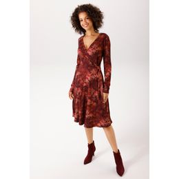 Aniston CASUAL Damen Jerseykleidbordeaux, weinrot, zimt, orange, beige, Gr. 44, bedruckt, Single Jersey, Obermaterial: 95% Viskose, 5% Elasthan,
