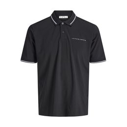 Jack & Jones JACK & JONES Herren Poloshirt "JCOFUSION PIQUE MESH COLLAR POLO SS"schwarz, Gr. M, unifarben, Jersey, Obermaterial: 52% Baumwolle, 44% Polyester, 4%