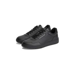 Tommy Hilfiger Herren Sneaker "TH BASKET CORE LEATHER", Gr. 40, schwarz, Leder, Lederimitat, Schuhe, Halbschuh, Schn&uuml;rer mit Perforation am