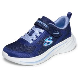 Skechers M&auml;dchen Sneaker "WAVE 92", Gr. 35navy, blau, Textil, Glitzer, Schuhe, Freizeitschuh mit Klettverschluss, Gr&ouml;&szlig;enschablone zum Download