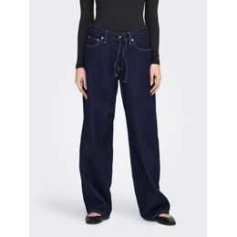 Only Damen Straight-Jeans "ONLGIANNA MW STRAIGHT DNM DOT630 NOOS"dunkelblau denim detail:rinse, Gr. 29, Denim/Jeans, Obermaterial: 100% Baumwolle,